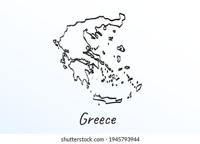 Hand Draw Map Greece Black Line Stock Vector (Royalty Free) 1945793944 ...
