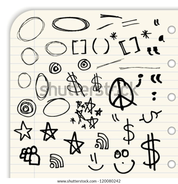 Hand Draw Marks Symbols Isolated On Stock Vector (Royalty Free) 120080242
