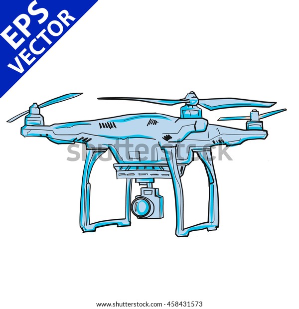 Hand Draw Modern Model Remote Dron Stock Vector (Royalty Free) 458431573