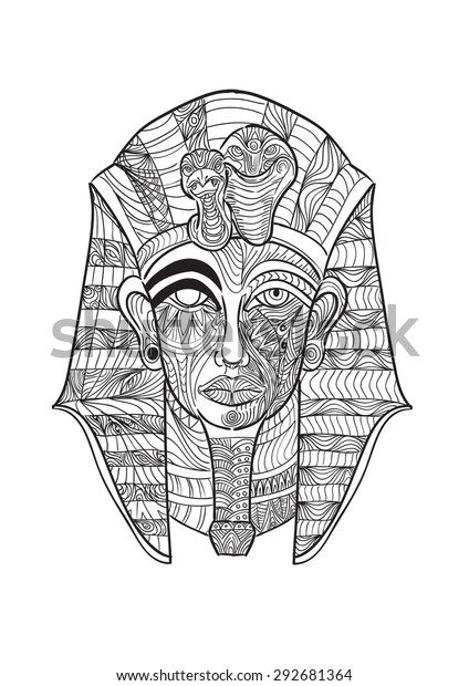 Hand Draw Pharaoh Mask Zentangle Style: เวกเตอร์สต็อก (ปลอดค่าลิขสิทธิ์ ...