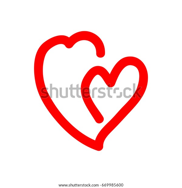 Hand Draw Simple Couple Hearts Vector Stock Vector (Royalty Free) 669985600