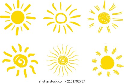 Hand Draw Six Sun Collection Vector Stock Vector (Royalty Free ...