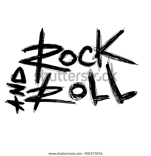 Hand draw sketch Rock and Roll illustration. Rock and Roll tattoo print.