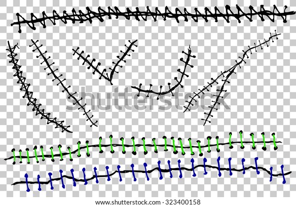 Hand Draw Sketch Stitching Transparent Effect Stock Vector (Royalty ...