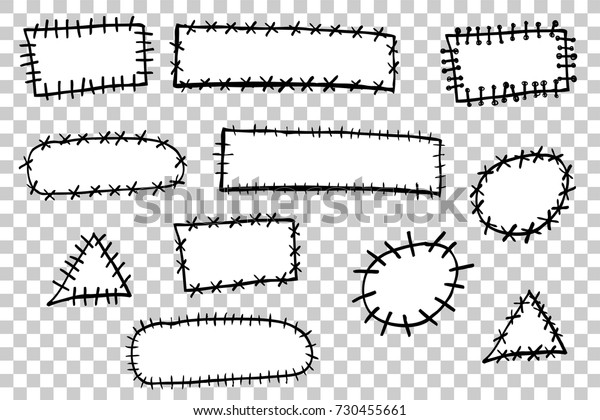 Hand Draw Sketch Stitching Transparent Effect Stock Vector (Royalty ...