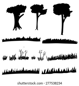 Hand Draw Sketch Tree Grass Stock Vector (Royalty Free) 277538234 ...
