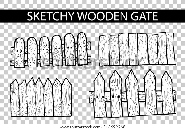 Hand Draw Sketch Wooden Gate Stock Vector (Royalty Free) 316699268