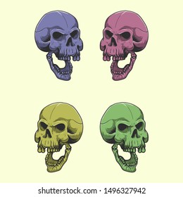 Hand Draw Skull Color Skull Vector Stock Vector (Royalty Free) 1496327942