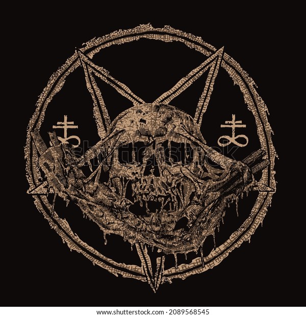 Hand Draw Skull Death Metal Illustration Stock Vector (Royalty Free ...