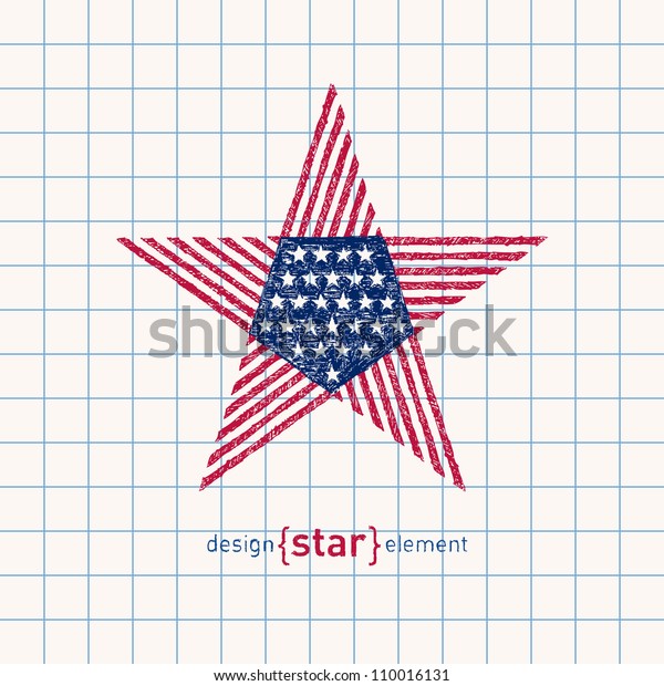 Hand Draw Star American Flag Abstract Stock Vector (Royalty Free ...