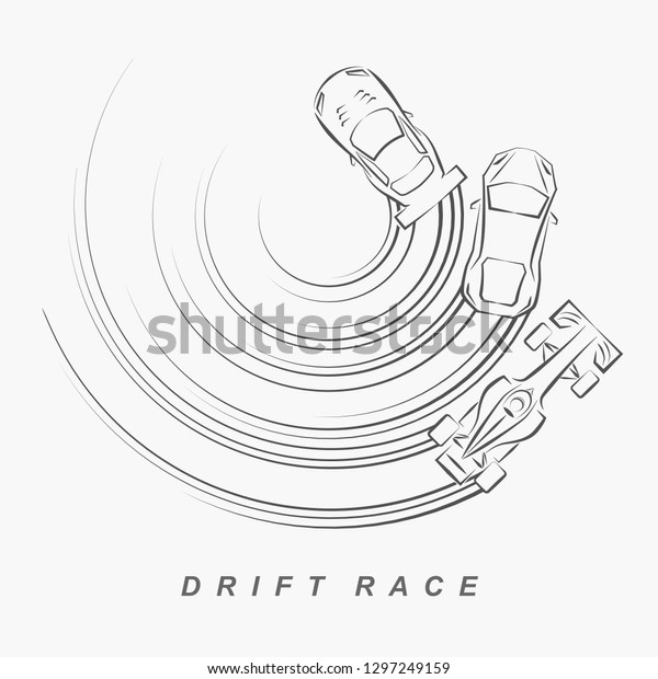 Hand Draw Style 3 Drift Cars Stock Vector (Royalty Free) 1297249159 ...