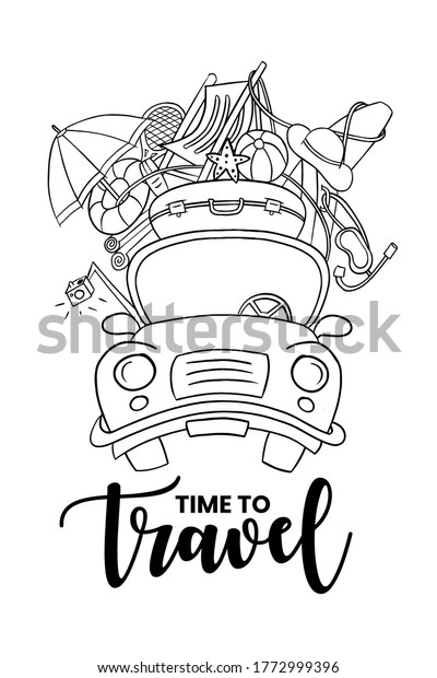 Hand Draw Time Travel Line Art Stock Vector (Royalty Free) 1772999396 ...