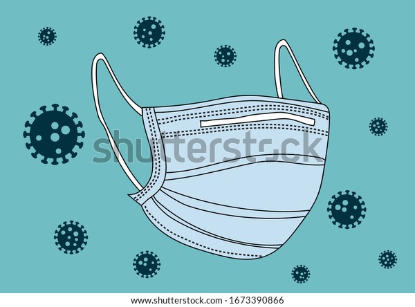 Hand Draw Vector Surgical Mask Covid19 Stock Vector (Royalty Free ...