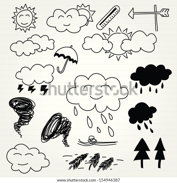 Hand Draw Weather Icon Stock Vector (Royalty Free) 154946387 | Shutterstock
