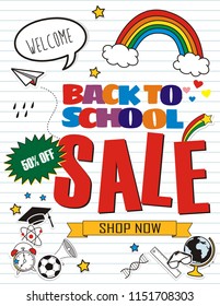 Hand Draw Welcome Back School On Stock Vector (Royalty Free) 1151708303 ...