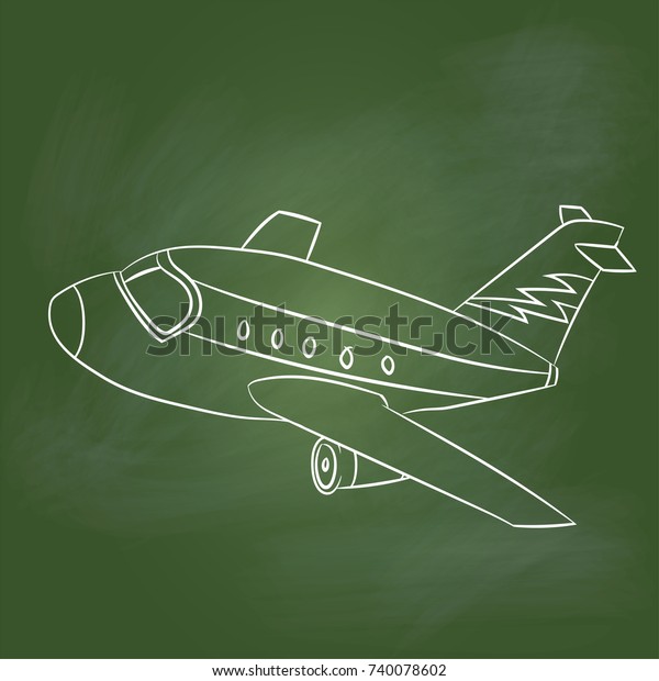 Hand Drawing Airplane On Textured Green Stock Vector (Royalty Free ...