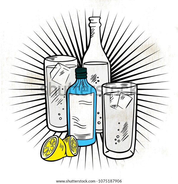 Hand Drawing Alcoholic Drinks Line Drawing Stock Vector (Royalty Free ...