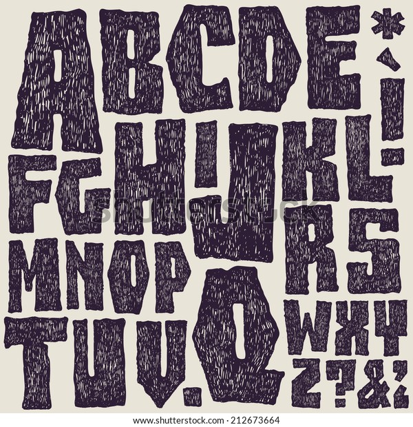 Hand Drawing Alphabet Typography Collection Vector Stock Vector ...