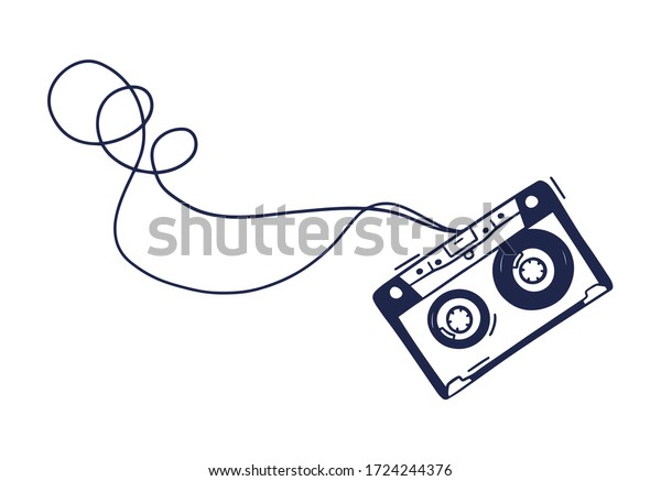Hand Drawing Audio Cassette Vector Illustration Stock Vector (Royalty ...