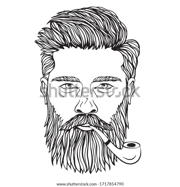 Hand Drawing Bearded Man Face Design Stock Vector (Royalty Free) 1717854790