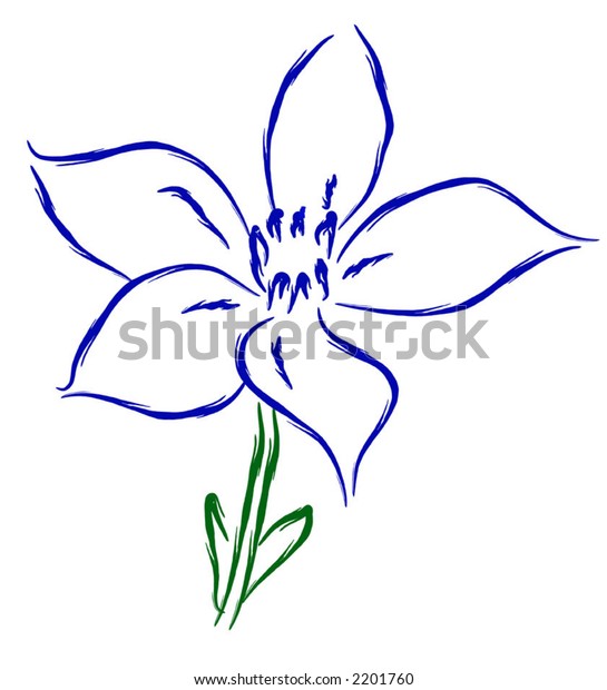 Hand Drawing Blue Flowers White Background Stock Vector (Royalty Free ...