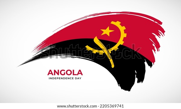 Hand Drawing Brush Stroke Flag Angola Stock Vector (Royalty Free ...