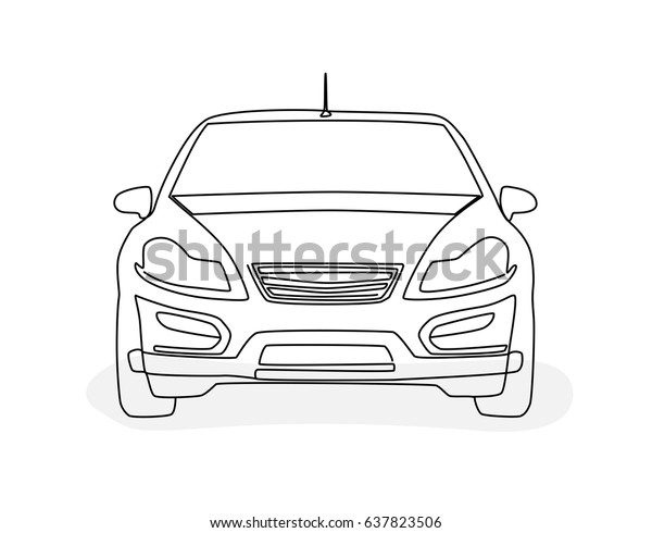 Handzeichnung eines Autos in der Vorderansicht Stock-Vektorgrafik ...