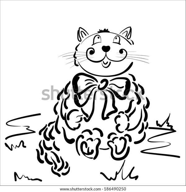 Hand Drawing Cartoon Cat Stock Vector (Royalty Free) 186490250 ...