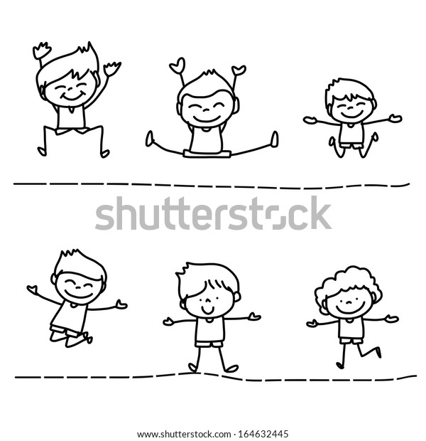 Hand Drawing Cartoon Character Happy Life Stock Vector (Royalty Free ...
