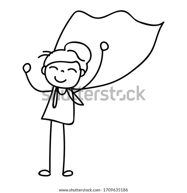 Hand Drawing Cartoon Character Happy Kid Stock Vector (Royalty Free ...