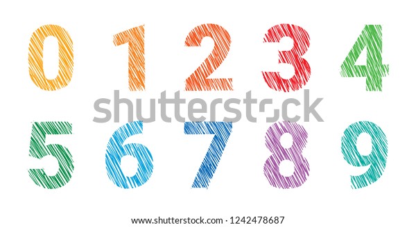 Hand Drawing Colored Numbers Illustration Stock Vector (Royalty Free ...