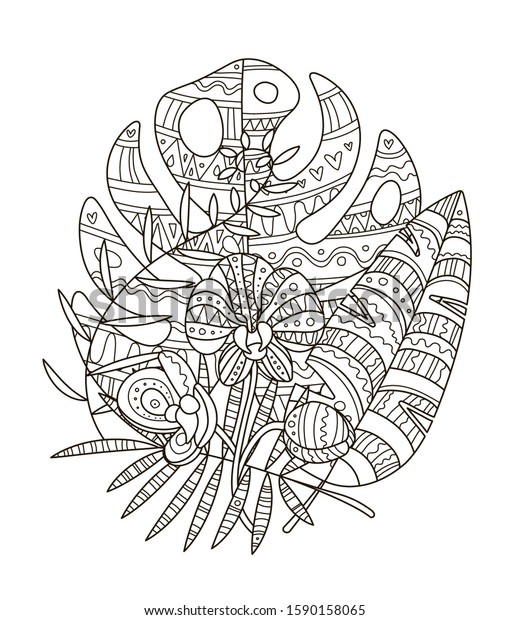 Hand Drawing Coloring Pages Children Adults Stock Vector (Royalty Free ...