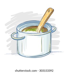 Hand Drawing Cooking Pot Doodle Sketch Stock Vector (Royalty Free ...