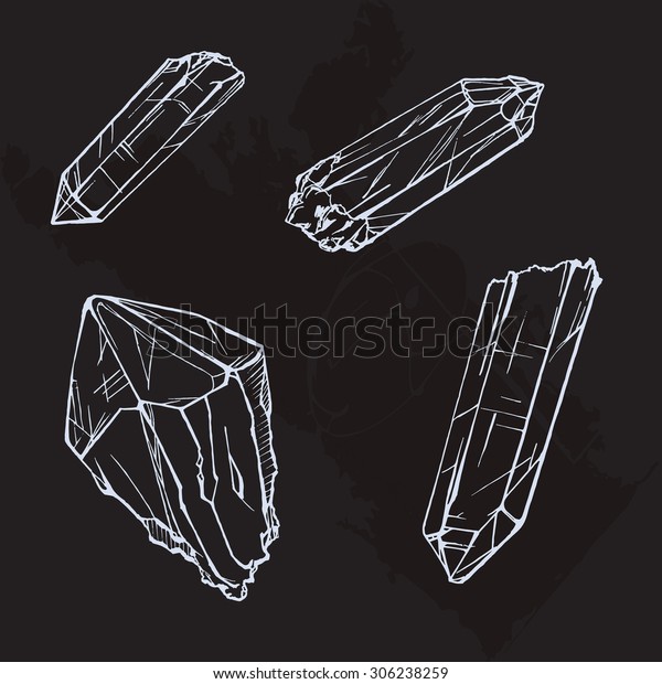 Hand Drawing Crystals Set Crystal Gems Stock Vector (Royalty Free ...