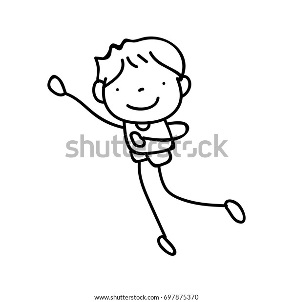 Hand Drawing Cute Boys Line Art Stock Vector (Royalty Free) 697875370