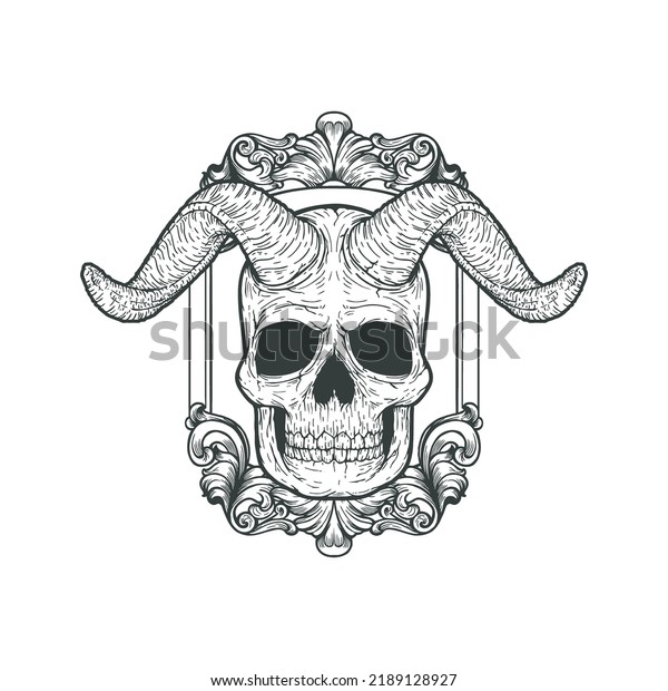 Hand Drawing Devil Skull Vector Stock Vector Royalty Free 2189128927 Shutterstock