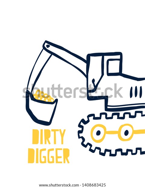 Hand drawing digger illustration vector.