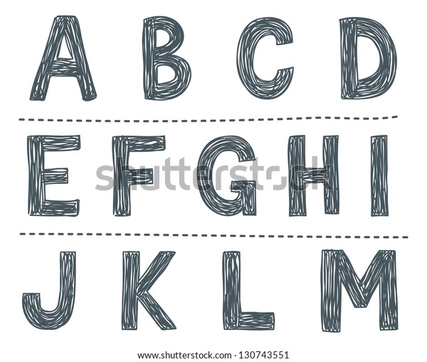 Hand Drawing Doodle Alphabet Stock Vector (Royalty Free) 130743551 ...