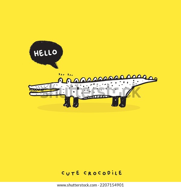 Hand Drawing Doodle Cute Crocodile Vector Stock Vector (Royalty Free ...
