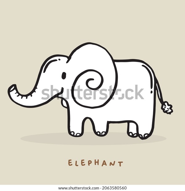 Hand Drawing Doodle Cute Elephant Vector Stock Vector (Royalty Free ...
