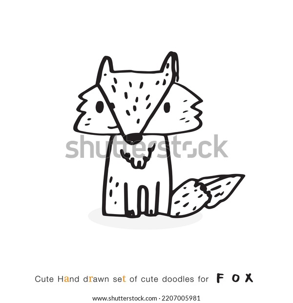 Hand Drawing Doodle Cute Fox Vector Stock Vector (Royalty Free ...