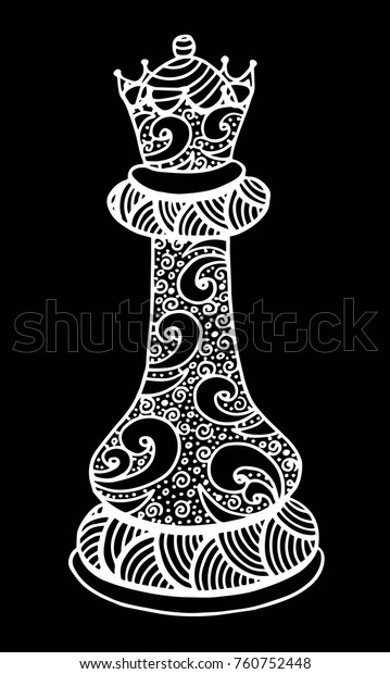 Hand Drawing Doodle Sketch Chess Queen Stock Vector (Royalty Free ...