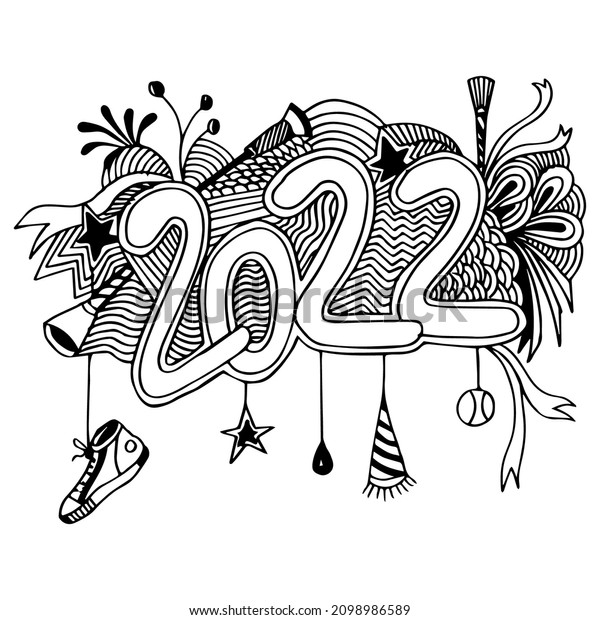 Hand Drawing Doodles Number 2022 Stock Vector (Royalty Free) 2098986589 ...