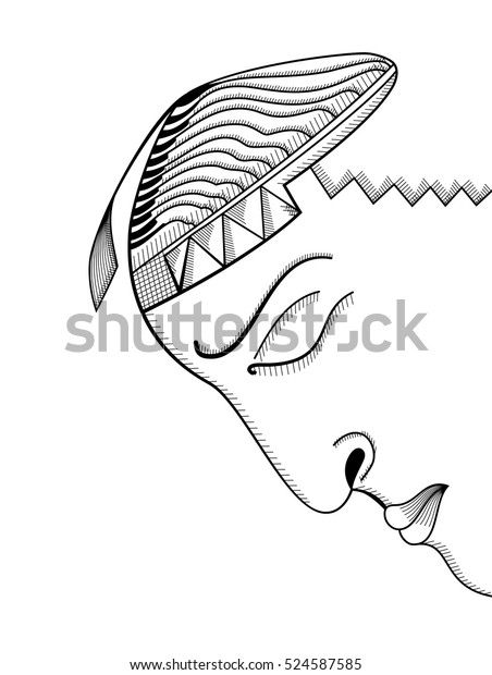 Hand Drawing Face Abstract Surreal Vector 库存矢量图（免版税）524587585 ...