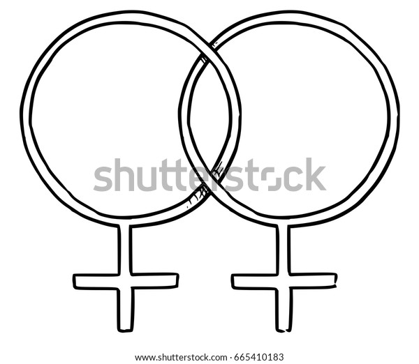 Hand Drawing Female Female Symbols Vector Stock Vector (Royalty Free ...