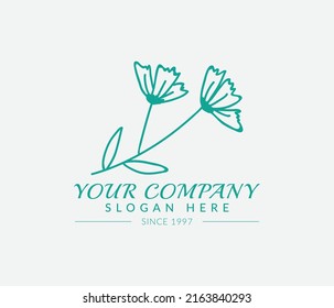 Hand Drawing Flower Logo Design Stock Vector (Royalty Free) 2163840293 ...