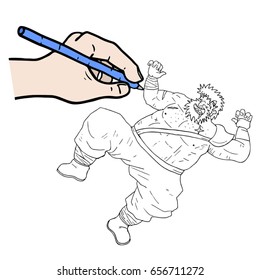 Hand Drawing Funny Fat Man Stock Vector (Royalty Free) 656711272 ...