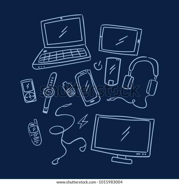 Hand Drawing Gadget Doodle Illustration Set Stock Vector (Royalty Free ...