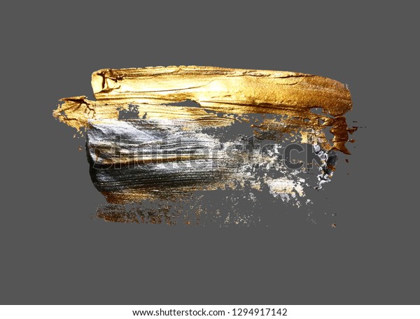 Hand Drawing Gold Brush Stroke Paint Stock Vector (Royalty Free ...