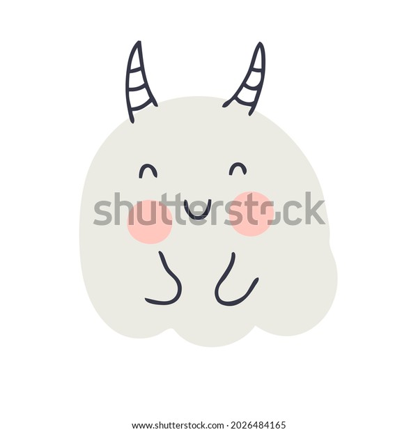 Hand Drawing Halloween Illustration Ghost Horns Stock Vector (Royalty ...